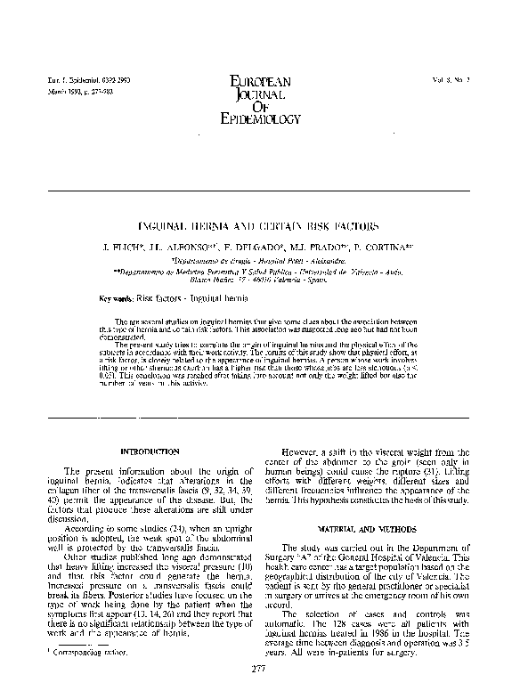 Pdf Inguinal Hernia And Certain Risk Factors