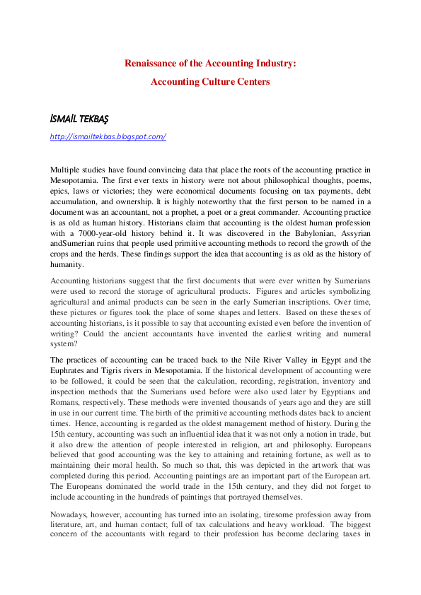 (PDF) Renaissance of the Accounting Industry: Accounting Culture ...