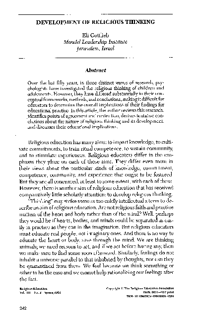 (PDF) Development of Religious Thinking