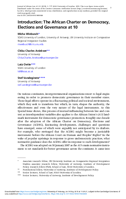 Pdf Introduction The African Charter On Democracy Elections And