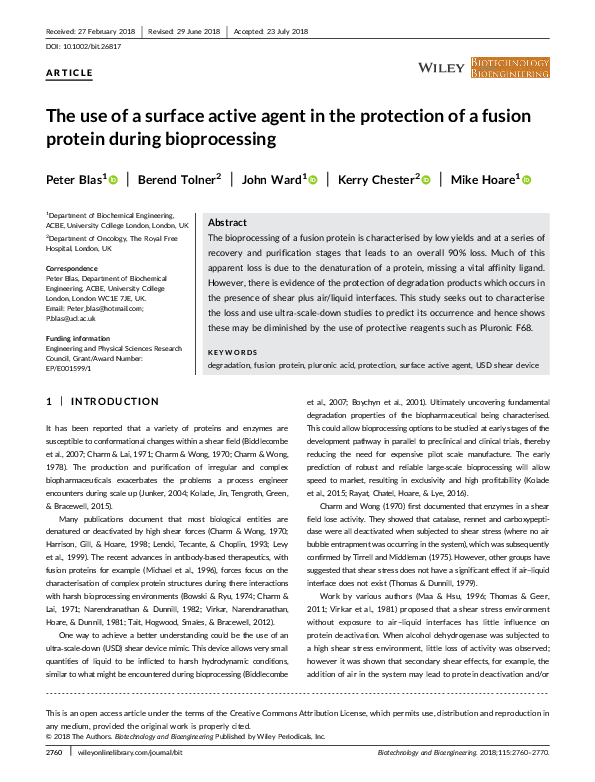 (PDF) The use of a surface active agent in the protection of a fusion ...