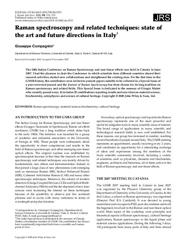 (PDF) Raman spectroscopy and related techniques: state of the art and ...