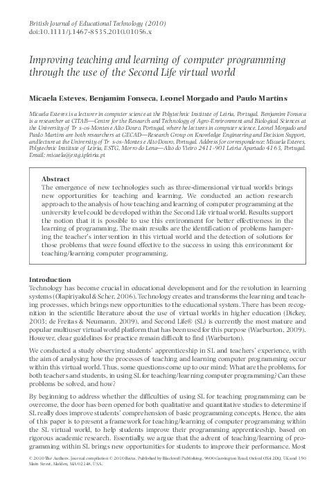 (PDF) Improving teaching and learning of computer programming through ...