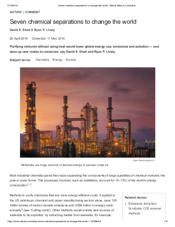 examples of separation techniques in industry