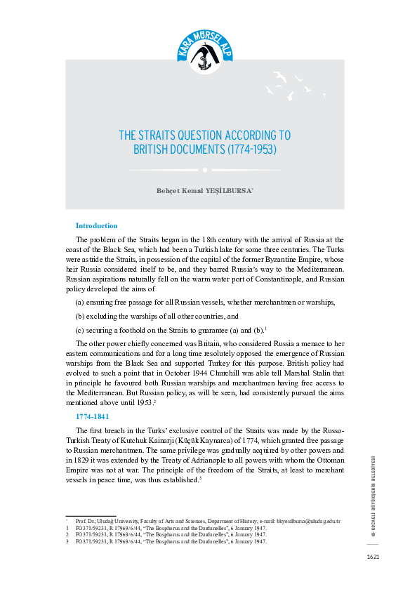 (PDF) THE STRAITS QUESTION ACCORDING TO BRITISH DOCUMENTS (1774-1953