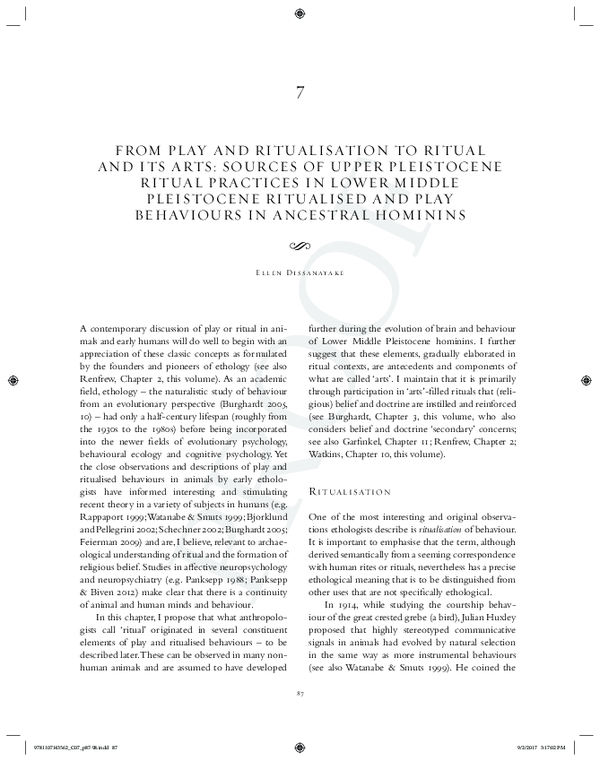 (PDF) FROM PLAY AND RITUALISATION TO RITUAL AND ITS ARTS : SOURCES OF ...