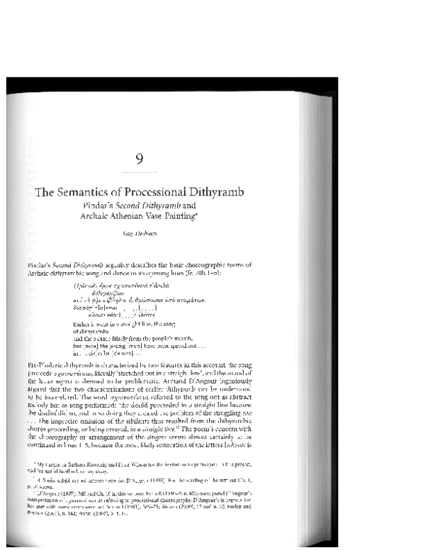 (PDF) The semantics of processional dithyramb: Pindar's Second ...
