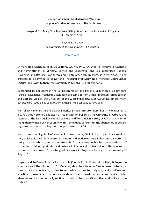 (PDF) Prof Sr Mary Noel Menezes Inaugural Distinguished Lecture UG Dec ...