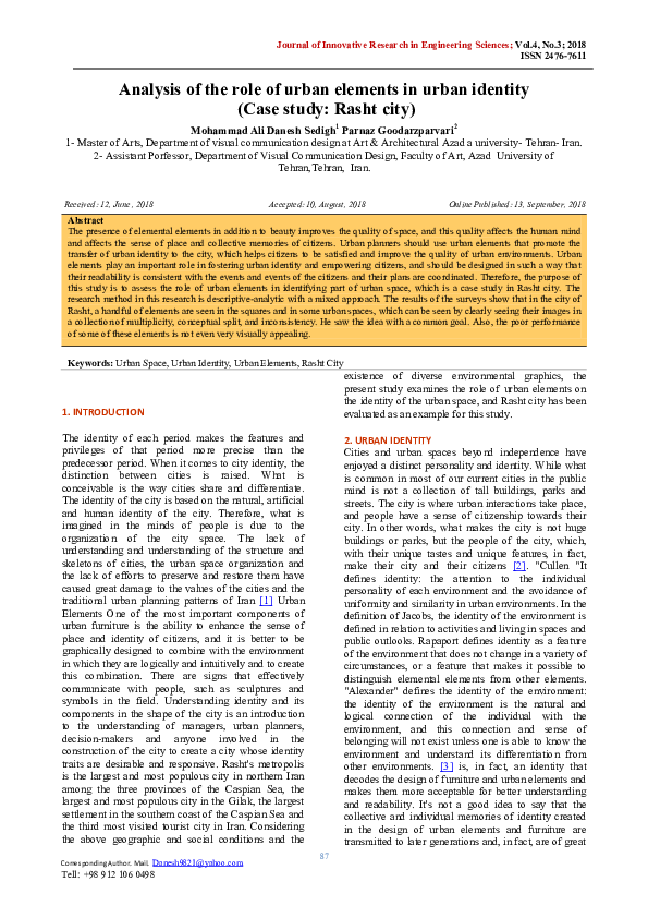 (PDF) Analysis of the role of urban elements in urban identity (Case ...