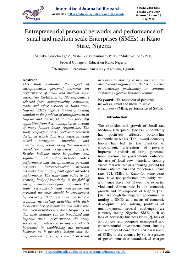 (PDF) International Journal of Research Entrepreneurial personal ...