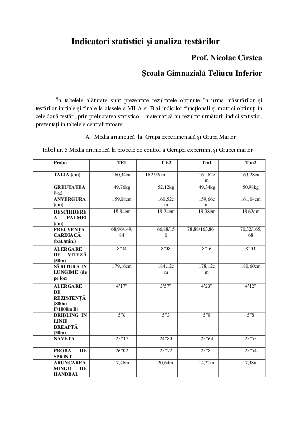 (DOC) Indicatori statistici și analiza testărilor