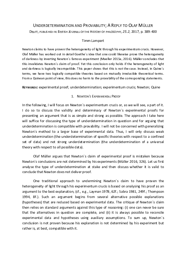 (PDF) Underdetermination and Provability