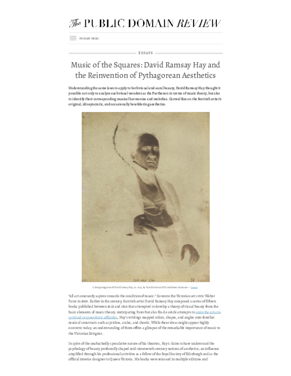 (PDF) Music of the Squares: David Ramsay Hay and the Reinvention of ...