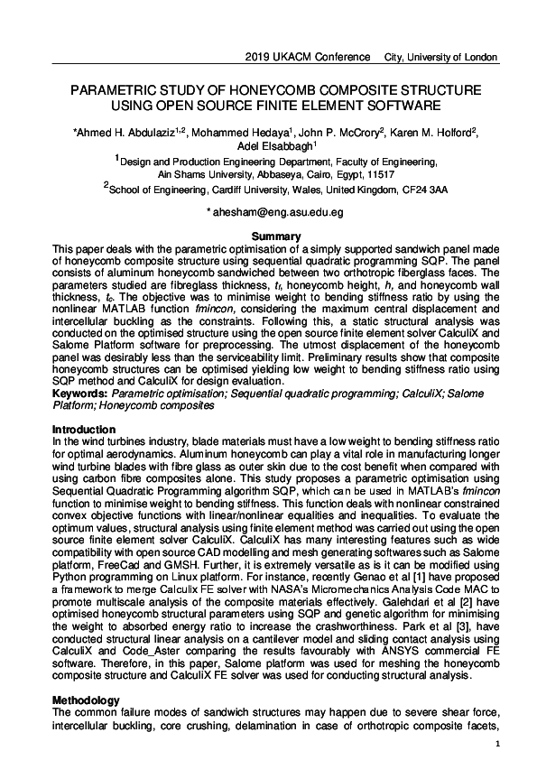 (PDF) PARAMETRIC STUDY OF HONEYCOMB COMPOSITE STRUCTURE USING OPEN ...