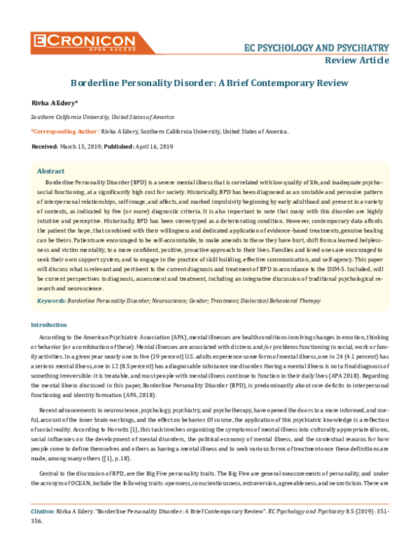 (PDF) Borderline Personality Disorder: A Brief Contemporary Review.