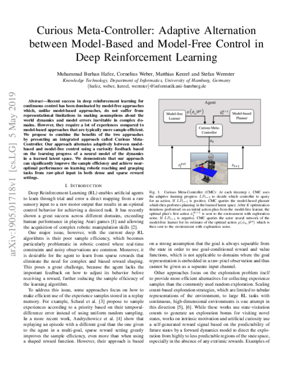 (PDF) Curious Meta-Controller: Adaptive Alternation between Model-Based and Model-Free Control ...