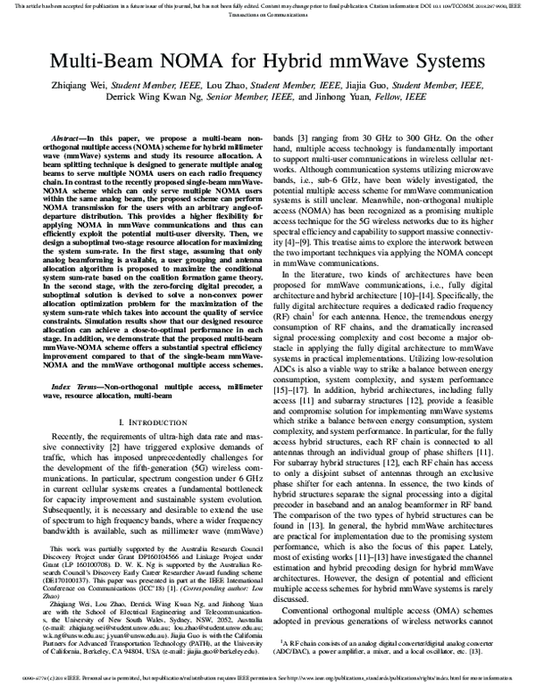 (PDF) Multi-Beam NOMA for Hybrid mmWave Systems