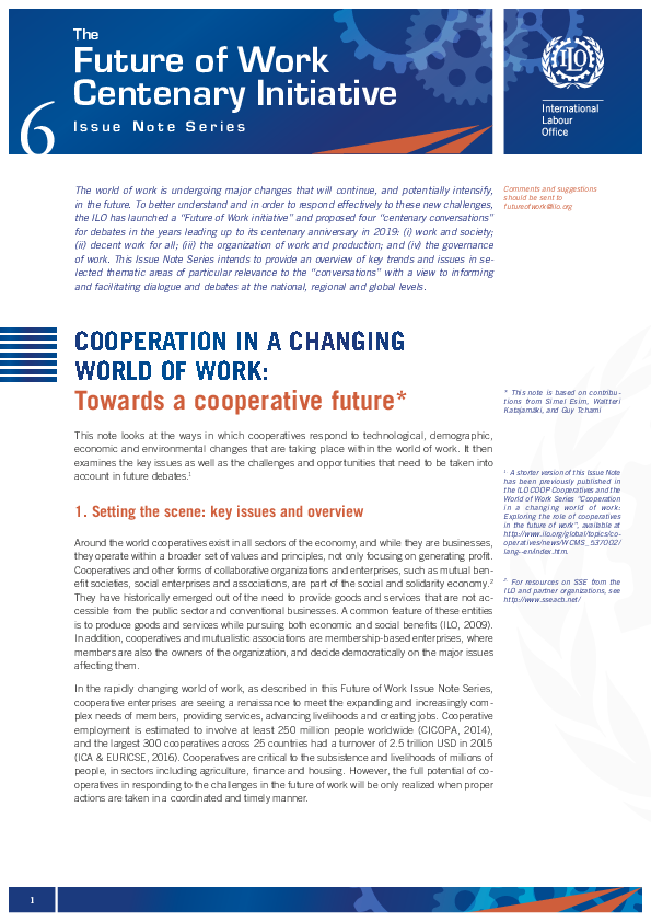 (PDF) Cooperation in a changing world of work: Towards a cooperative future