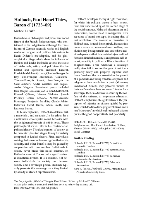 (PDF) Holbach, Paul Henri Thiry, Baron d'