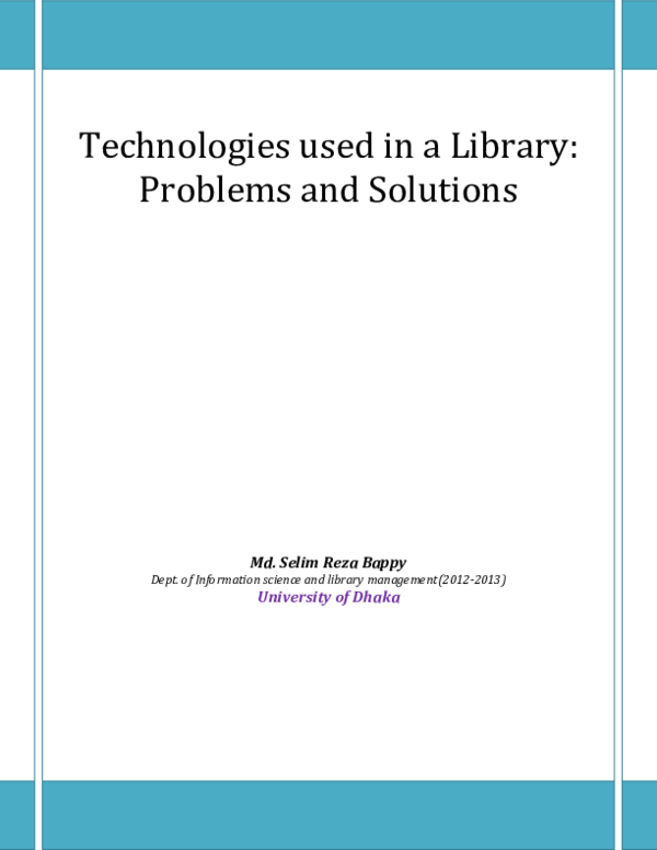 (DOC) Technologies used in a Library: Problems and Solutions