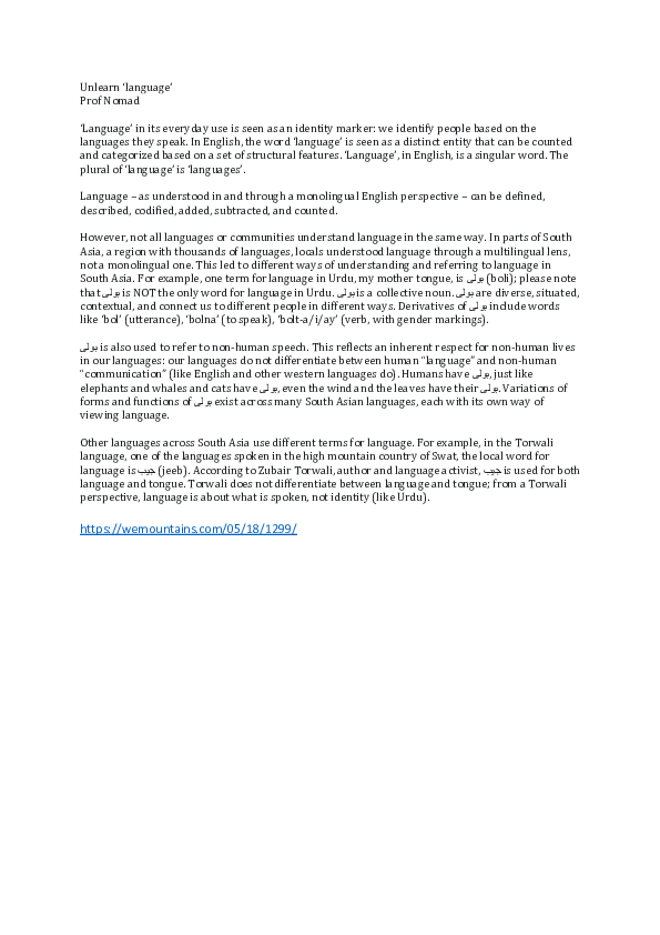 (DOC) Unlearn 'language'