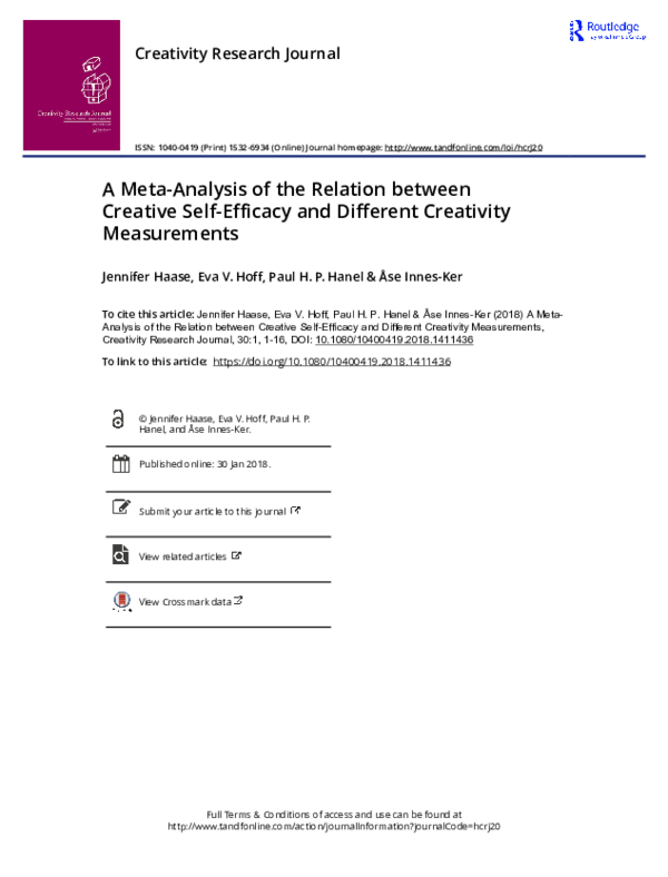 (PDF) A Meta-Analysis of the Relation between Creative Self-Efficacy ...