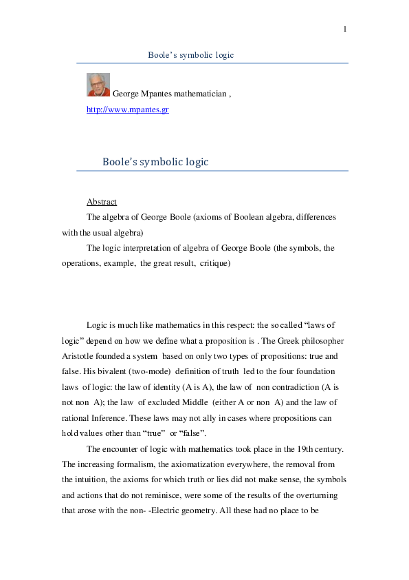 (PDF) Boole's symbolic logic (revised)