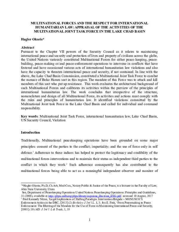 (DOC) MULTINATIONAL FORCES AND THE RESPECT FOR INTERNATIONAL ...