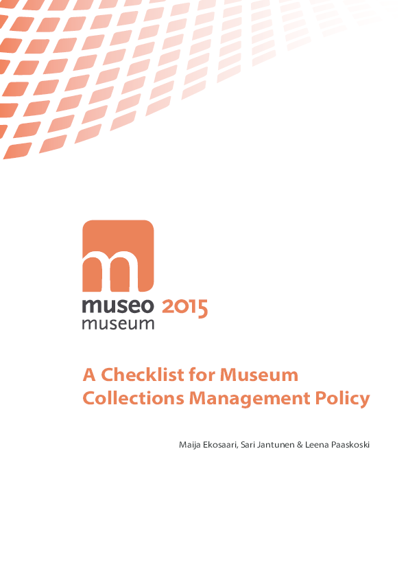 (PDF) A Checklist for Museum Collections Management Policy