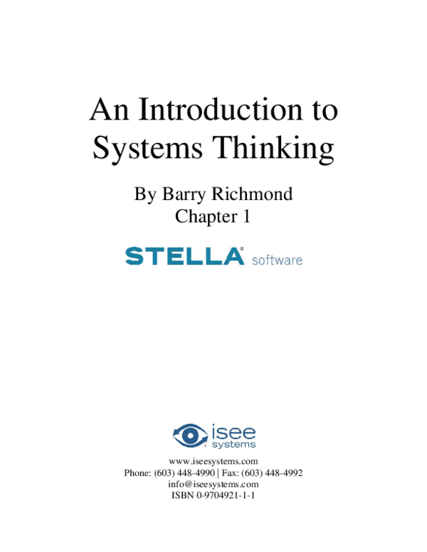 (PDF) Introduction to Systems Thinking