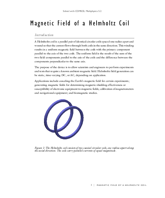 (PDF) Magnetic Field of a Helmholtz Coil