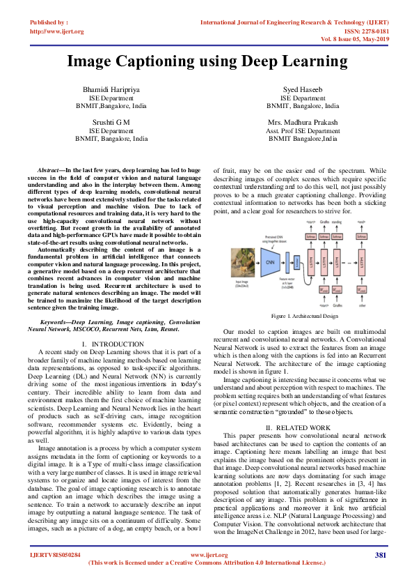 (PDF) IJERT-Image Captioning using Deep Learning