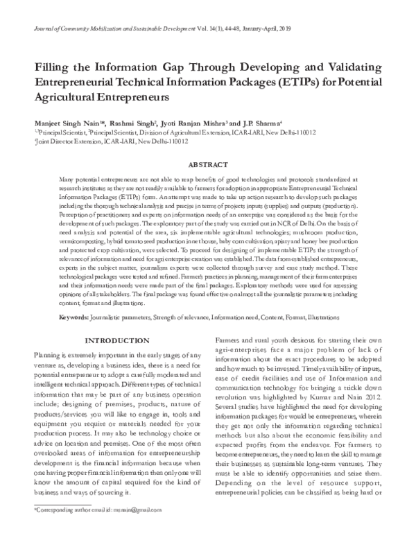 (PDF) Filling the Information Gap Through Developing and Validating ...