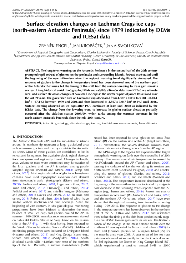 (PDF) Surface elevation changes on Lachman Crags ice caps (north ...