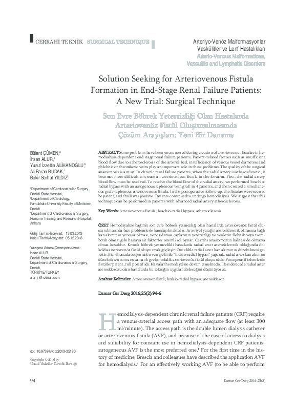 (PDF) Solution Seeking for Arteriovenous Fistula Formation in End-Stage ...