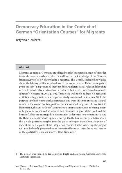 (PDF) Democracy Education in the Context of German "Orientation Courses ...