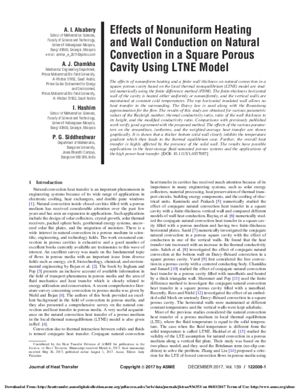 (PDF) Unsteady Natural Convection In A Square Cavity Partially Filled With Porous Media Using A ...