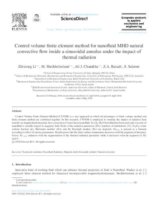 (PDF) ScienceDirect Control volume finite element method for nanofluid MHD natural convective ...