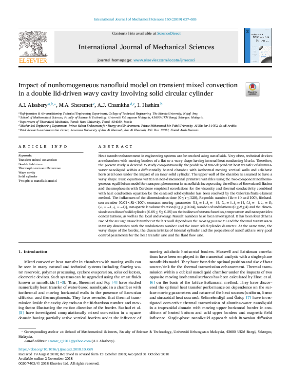 (PDF) Impact of nonhomogeneous nanofluid model on transient mixed convection in a double lid ...