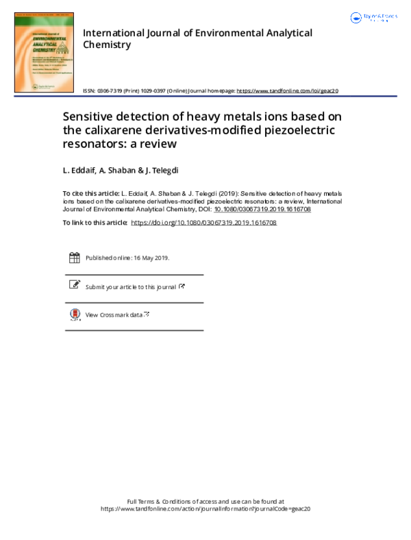 (PDF) Sensitive detection of heavy metals ions based on the calixarene ...