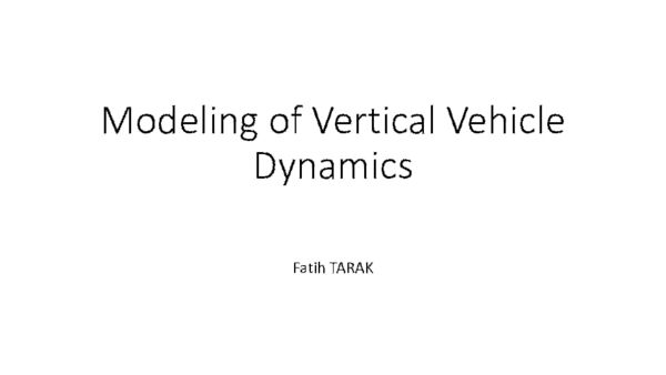 (PDF) Modeling of Vertical Vehicle Dynamics