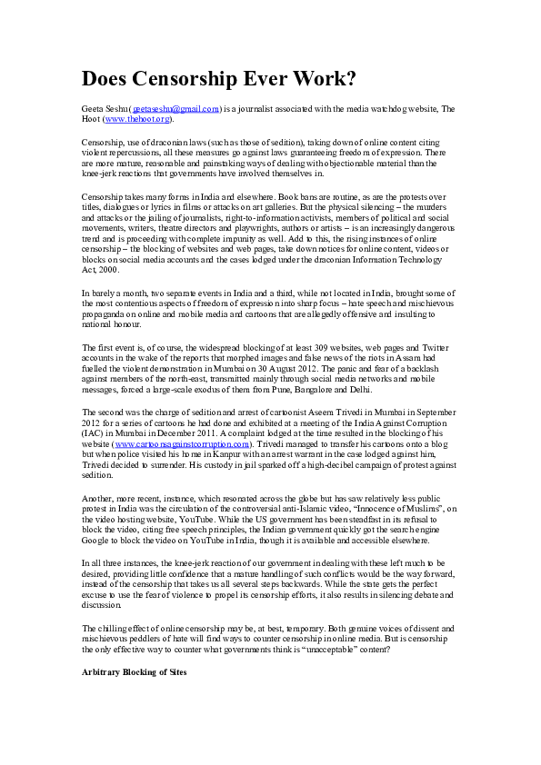 (DOC) Does Censorship Ever Work