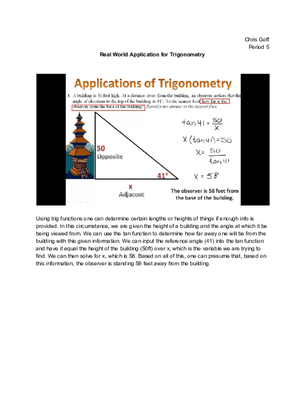 (PDF) Real World Application for Trigonometry.alpha5