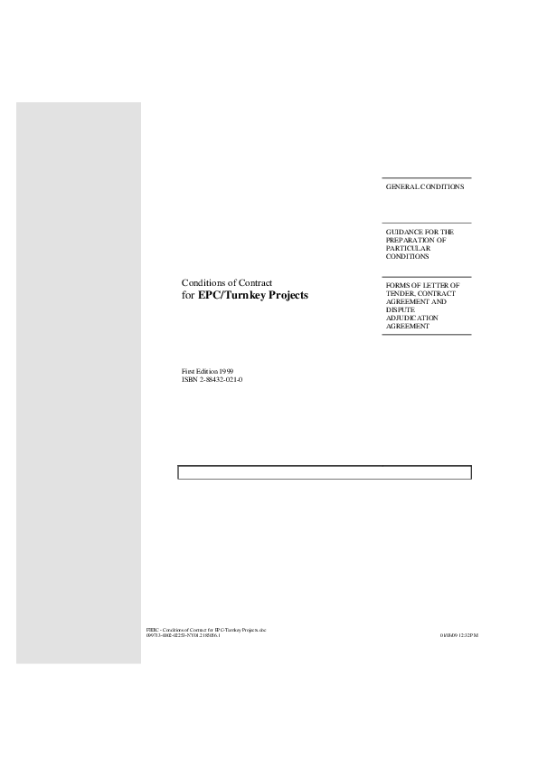 (PDF) Conditions of Contract for EPC/Turnkey Projects FORMS OF LETTER OF TENDER, CONTRACT ...