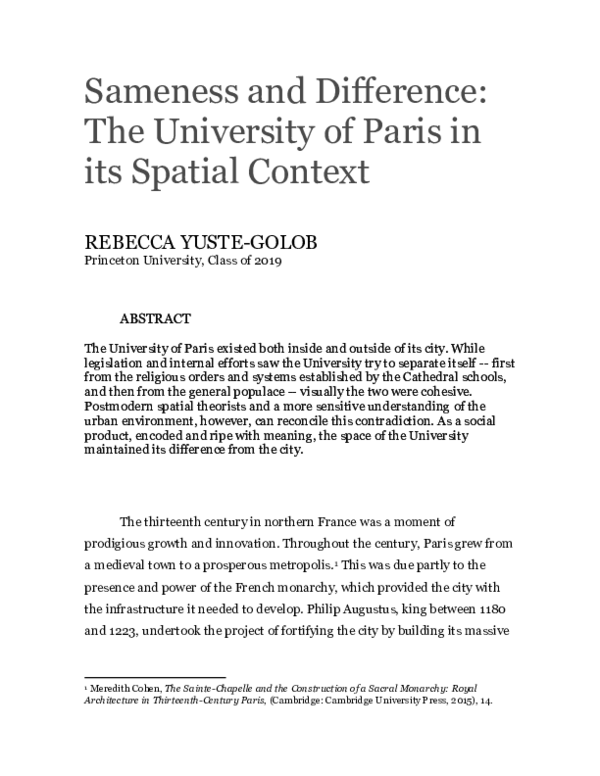 (DOC) Sameness and Difference: The University of Paris in its Spatial ...