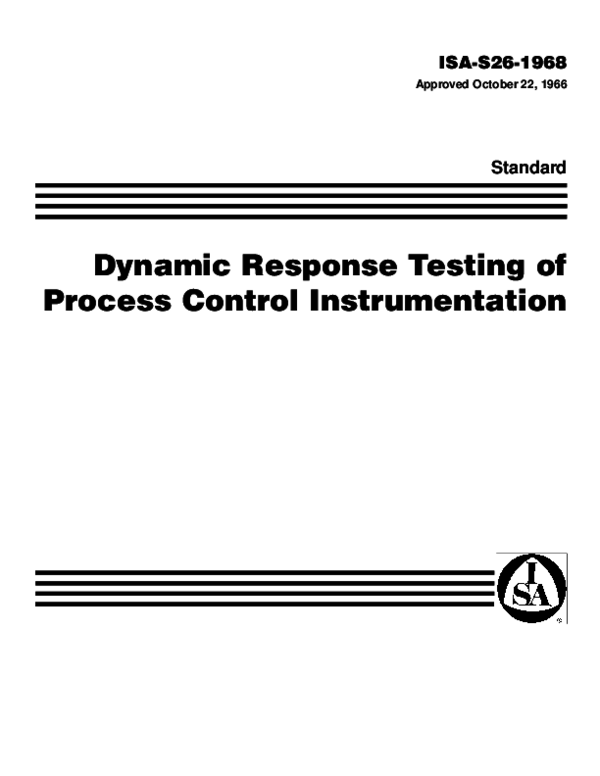 (PDF) Standard Dynamic Response Testing of Process Control Instrumentation