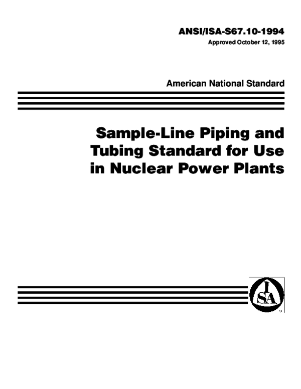 (PDF) Sample-Line Piping and Tubing Standard for Use in Nuclear Power ...