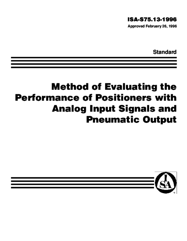 (PDF) Standard Method of Evaluating the Performance of Positioners with ...