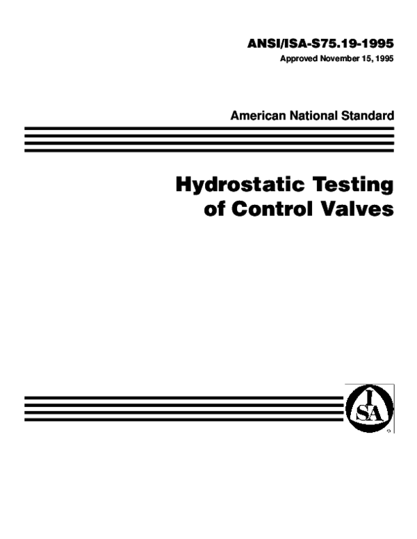(PDF) Hydrostatic Testing of Control Valves