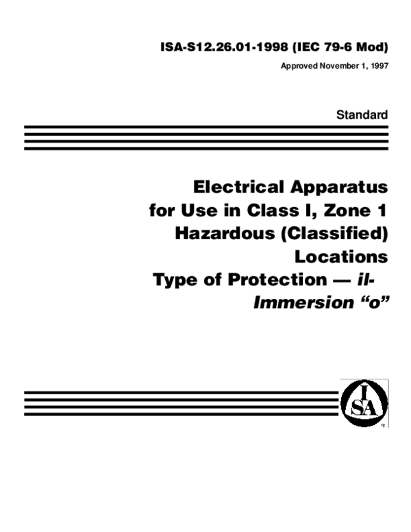 (PDF) Standard Electrical Apparatus for Use in Class I, Zone 1 ...